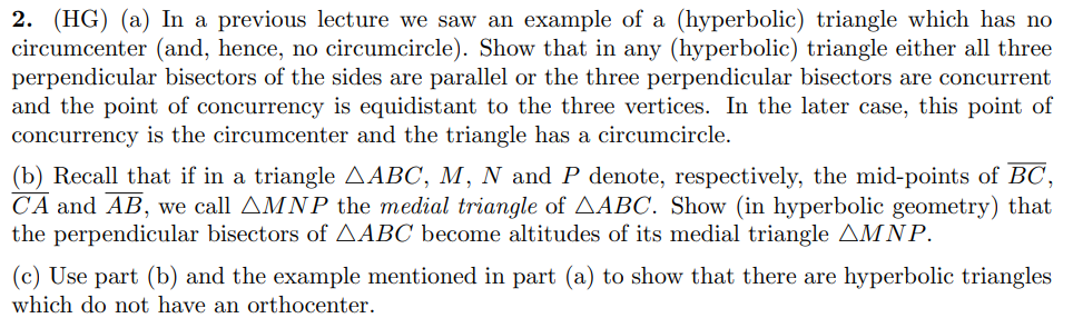 Solved 2. (HG) (a) In a previous lecture we saw an example | Chegg.com