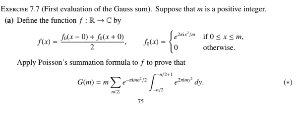 Solved EXERCISE 7.7 (First evaluation of the Gauss sum). | Chegg.com