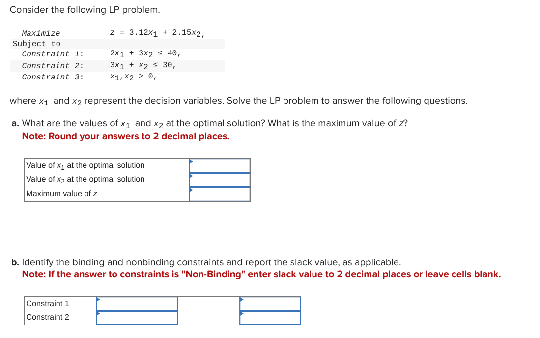 Solved d. What is the range of optimality for the two | Chegg.com