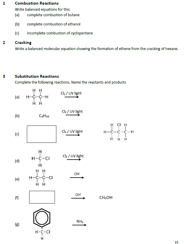 Solved 1 Combustion Reactions Write balanced equations for | Chegg.com