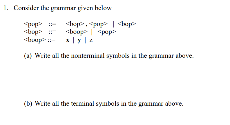 Solved Consider the grammar given below (a) Write all the | Chegg.com