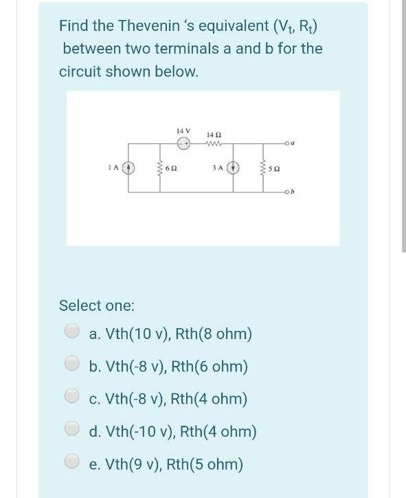 Solved Find the Thevenin 's equivalent (Vt, Rt) between two | Chegg.com
