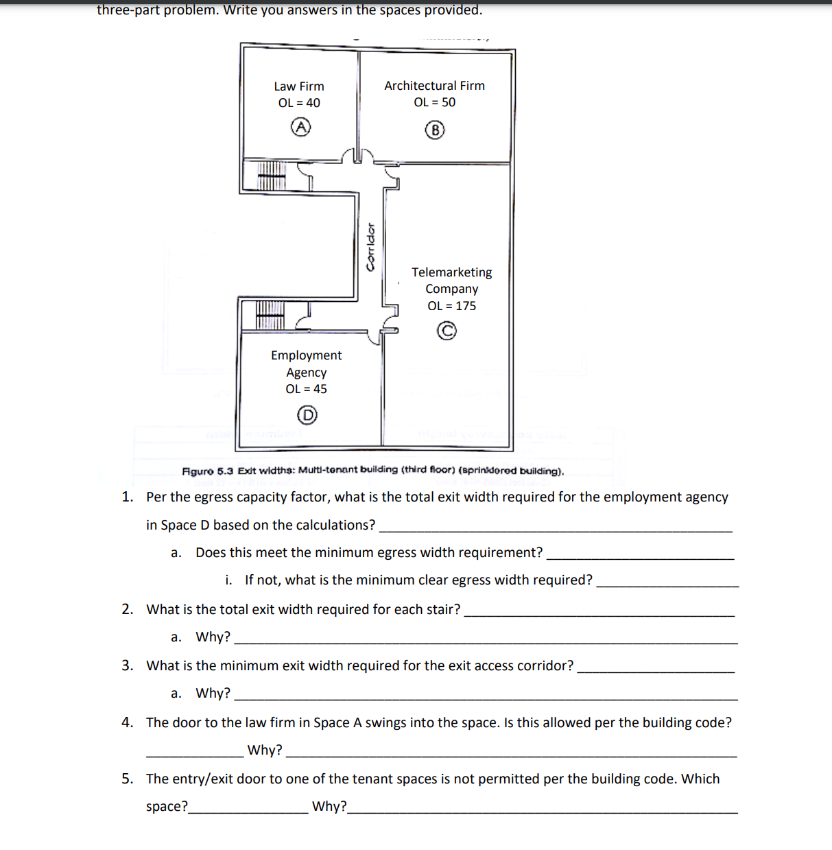 Solved three-part problem. Write you answers in the spaces | Chegg.com