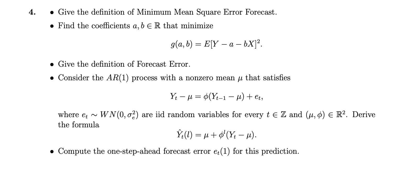 Solved 4 Give The Definition Of Minimum Mean Square Error