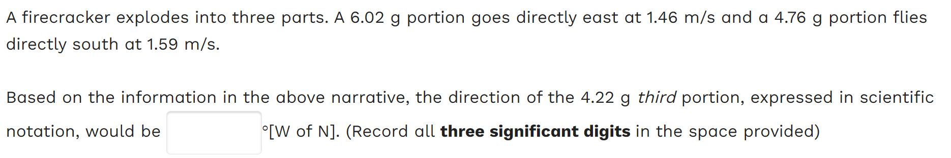 Solved A firecracker explodes into three parts. A 6.02 g | Chegg.com