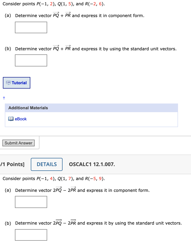 Solved Consider points P(-1, 2), Q(1,5), and R(-2, 6). (a) | Chegg.com