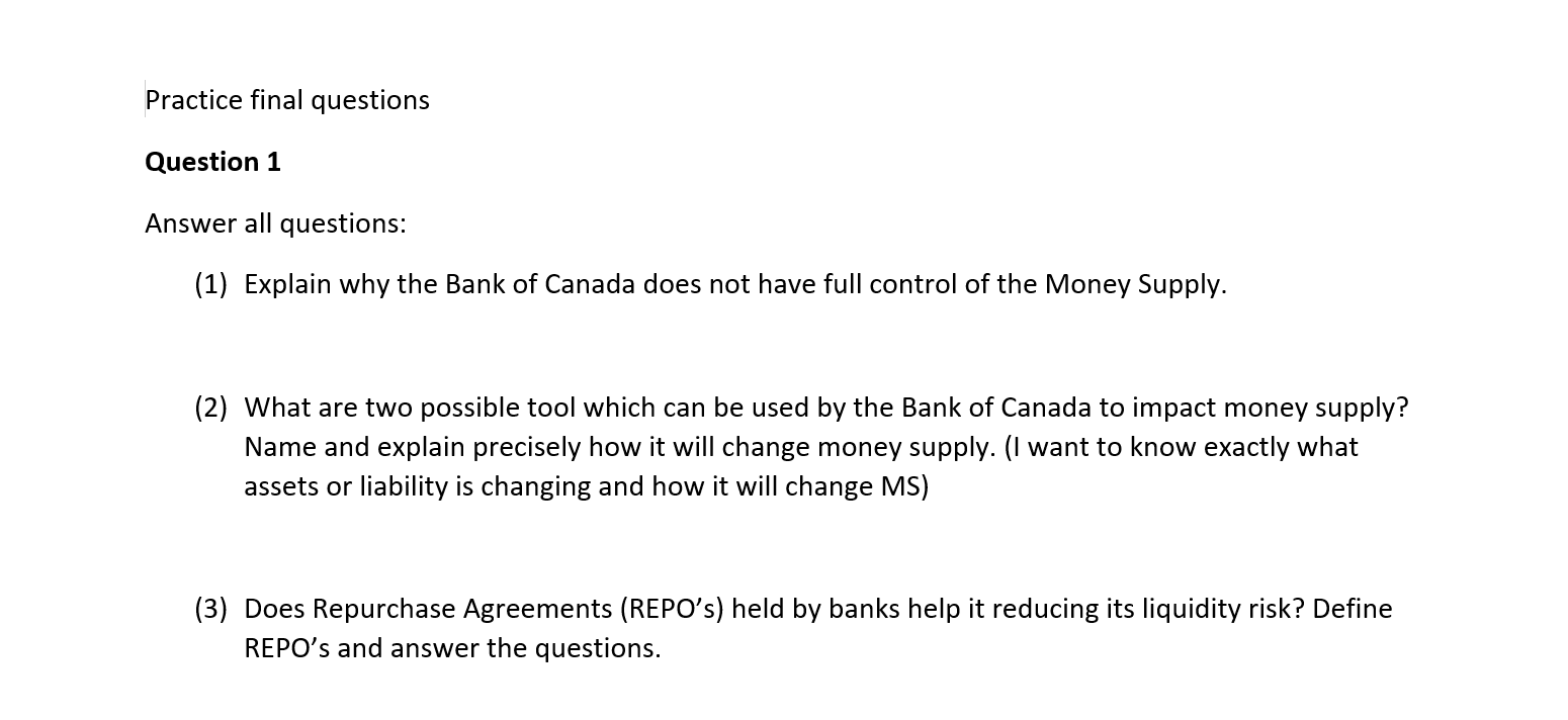 Solved Practice final questions Question 1 Answer all | Chegg.com