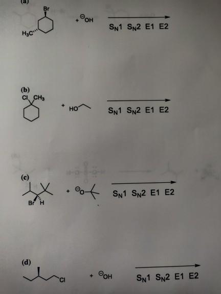 Solved For the sub/elim reactions shown here, circle the | Chegg.com