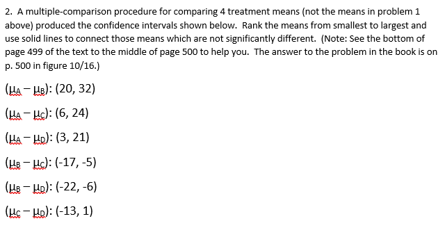 Solved 2. A multiple-comparison procedure for comparing 4 | Chegg.com