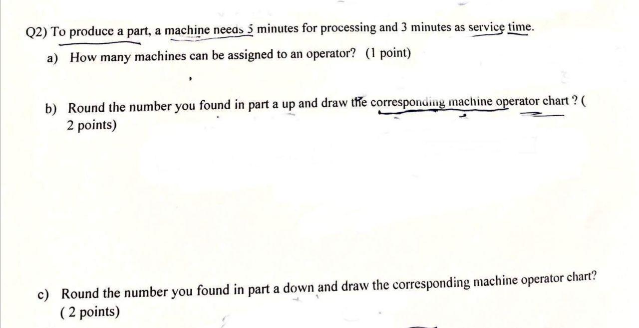 Solved Q2) To produce a part, a machine needs 5 minutes for | Chegg.com