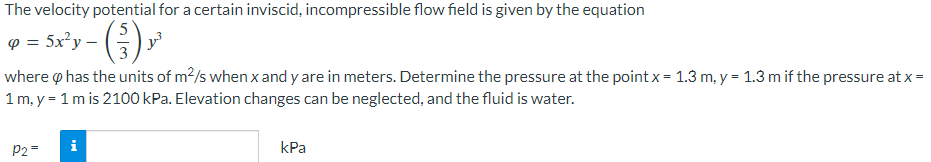 Solved The velocity potential for a certain inviscid, | Chegg.com