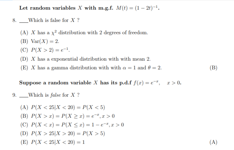 Solved Let random variables X with m.g.f. M(t)= (1-2) . | Chegg.com