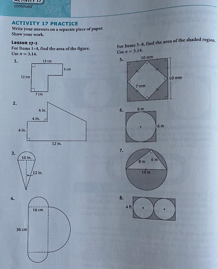 Solved continued ACTIVITY 17 PRACTICE Write your answers on | Chegg.com