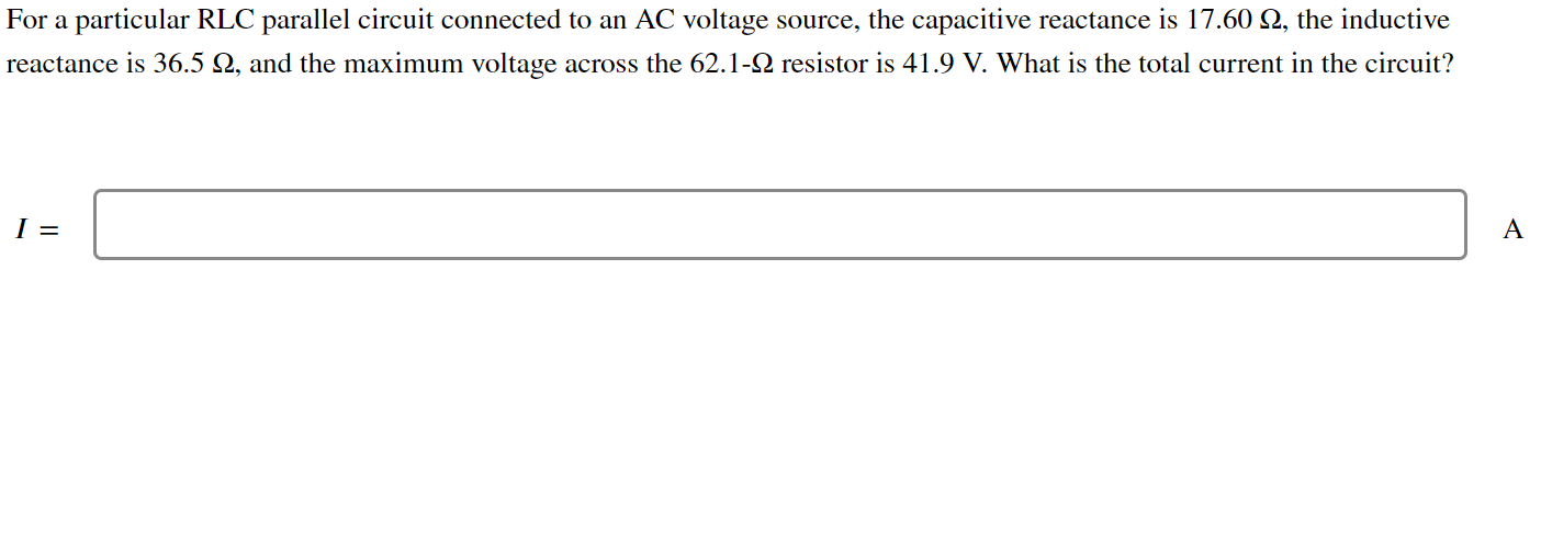 Solved For a particular RLC parallel circuit connected to an | Chegg.com