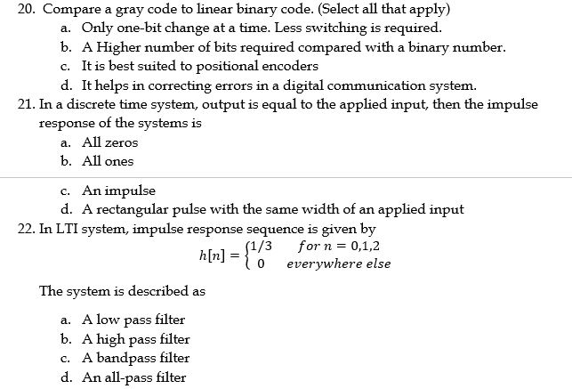 Solved 20. Compare a gray code to linear binary code. | Chegg.com