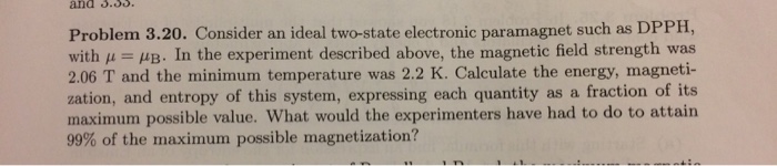 Solved Consider an ideal two-state electronic paramagnet | Chegg.com