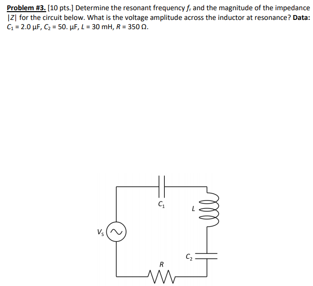 Solved Determine the resonant frequency fr and the magnitude | Chegg.com