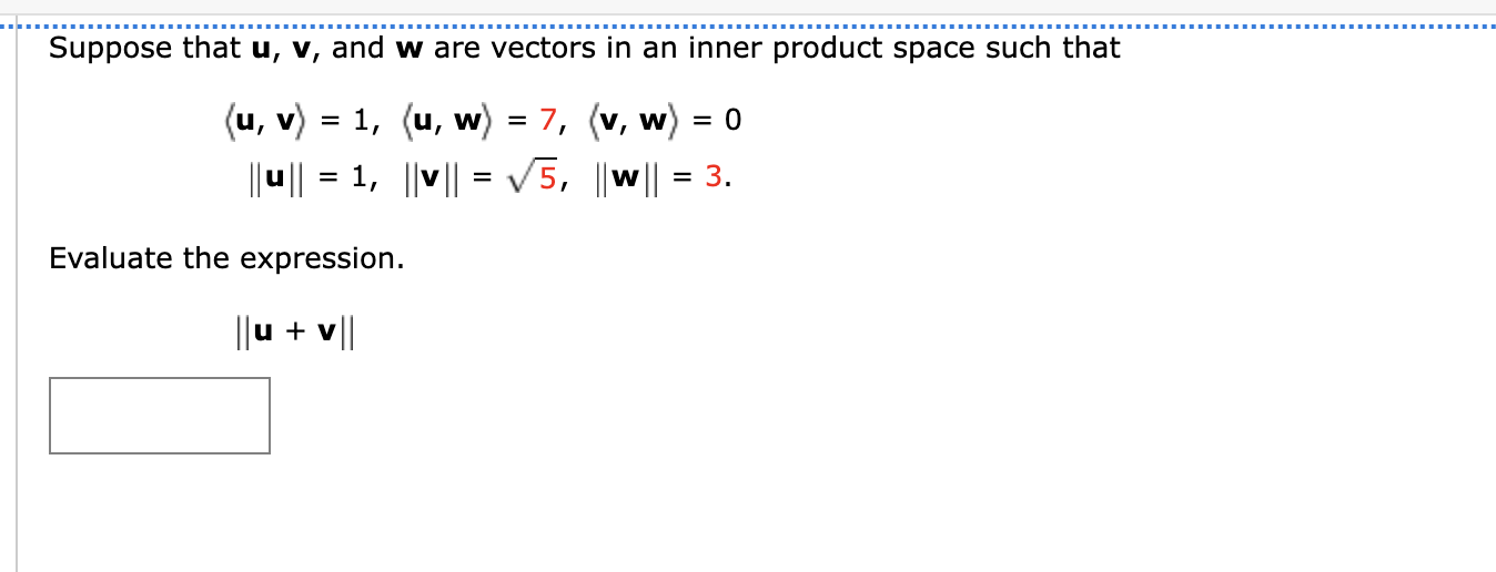 Solved Suppose that u, v, and w are vectors in an inner | Chegg.com