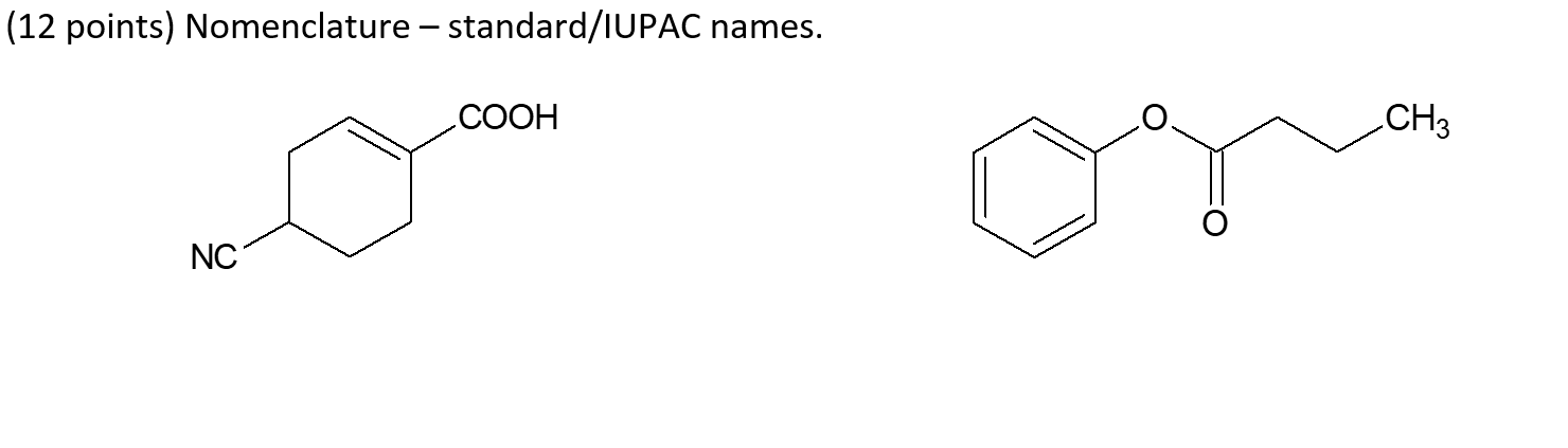 Solved (12 points) Nomenclature - standard/IUPAC names. COOH | Chegg.com