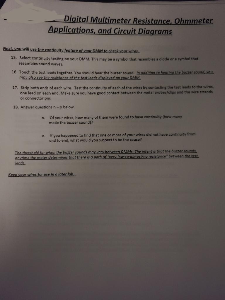 Solved Digital Multimeter Resistance, Ohmmeter Applications, | Chegg.com