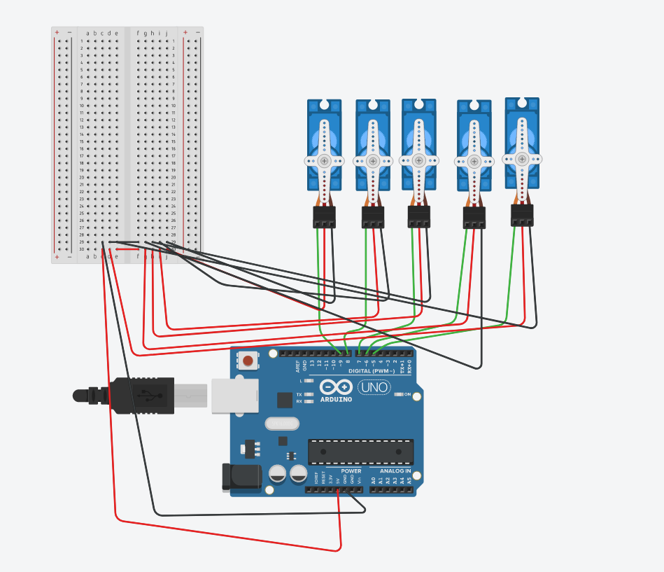 Solved Arduino code for circuit below to run servo motors | Chegg.com