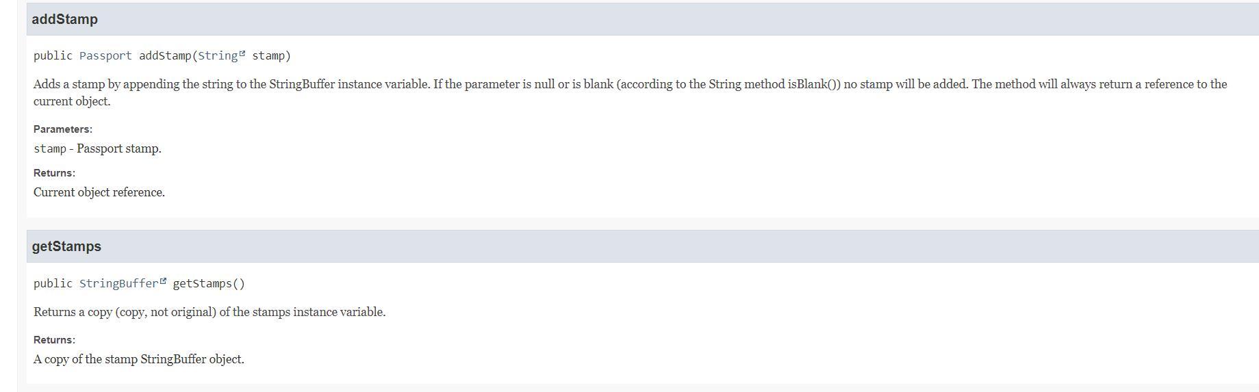 Solved public Passport addStamp (String stamp) getstamps(); | Chegg.com