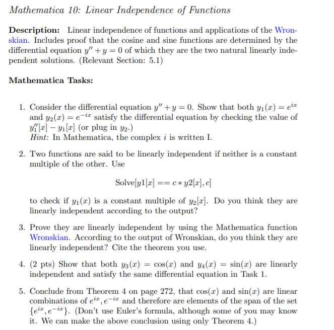 Solved Could you answer using mathematica and explain your | Chegg.com
