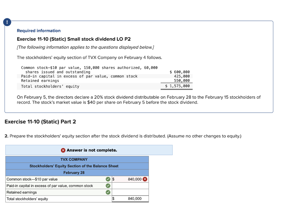Solved Required information Exercise 11-10 (Static) Small | Chegg.com