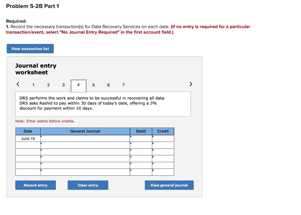 Solved Required information Problem 5-2B Record transactions | Chegg.com