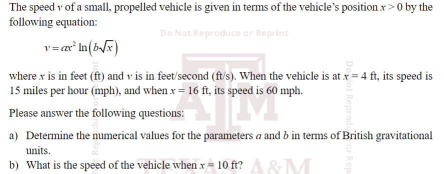 Solved The speed v ﻿of a small, propelled vehicle is given | Chegg.com
