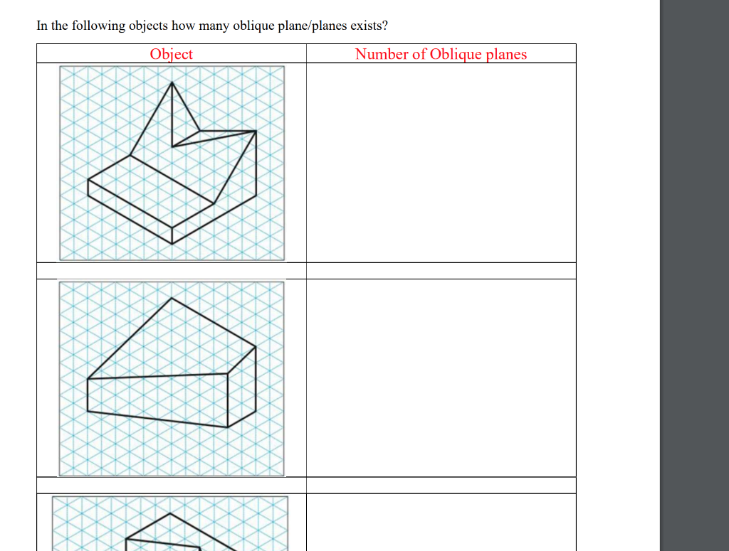 Solved In the following objects how many oblique | Chegg.com