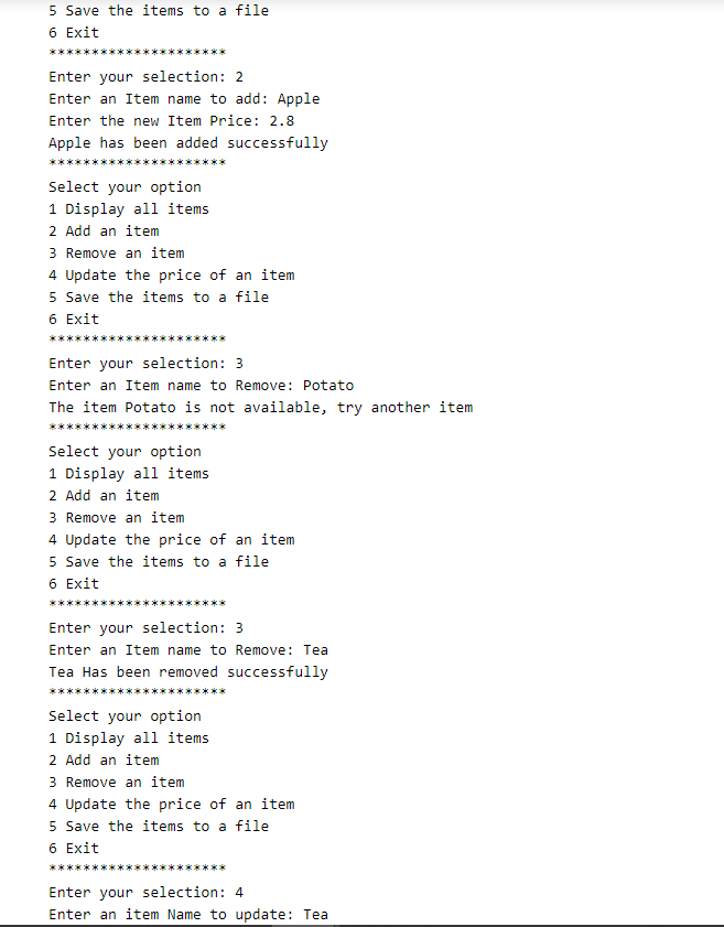 Solved Write a Python program that manages a store with the | Chegg.com