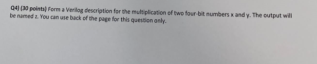 Solved Q4 30 Points Form A Verilog Description For The 7774