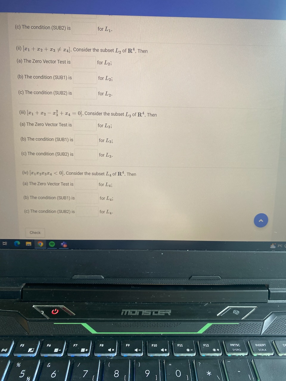 Solved (Subspaces). The following subsets of the vector | Chegg.com