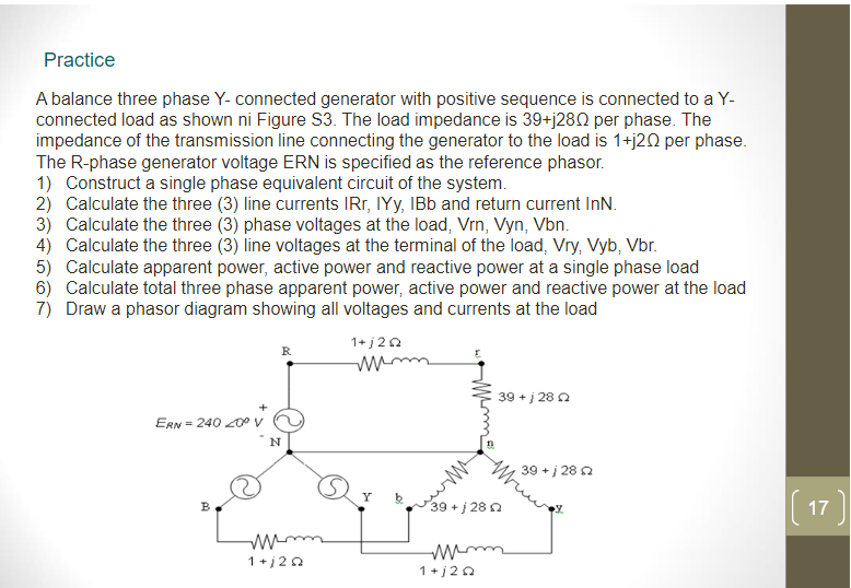 Solved Practice A balance three phase Y-connected generator | Chegg.com