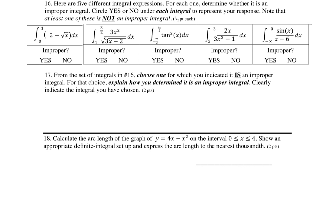 Solved 16. Here are five different integral expressions. For | Chegg.com