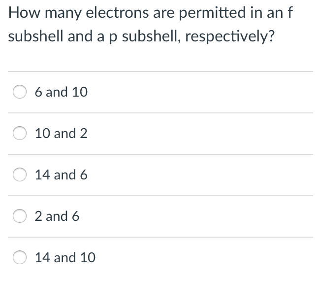 Solved How many electrons are permitted in an f subshell and | Chegg.com