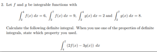 Solved 2. Let f and g be integrable functions with | Chegg.com