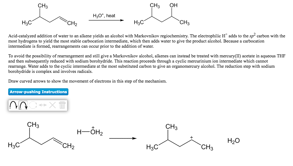 Solved CH3 CH3 он H3O, heat CH3 Нас H3C CH2 Acid-catalyzed | Chegg.com