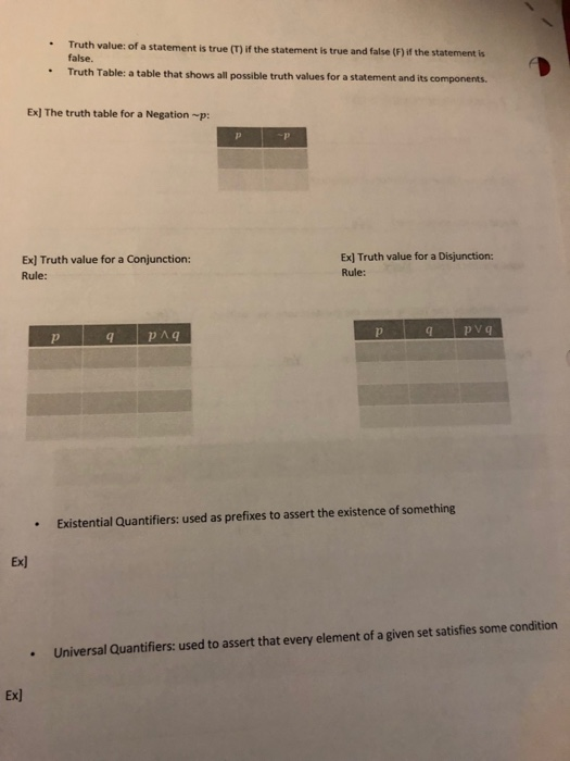 Solved Truth value: of a statement is true (T) if the | Chegg.com