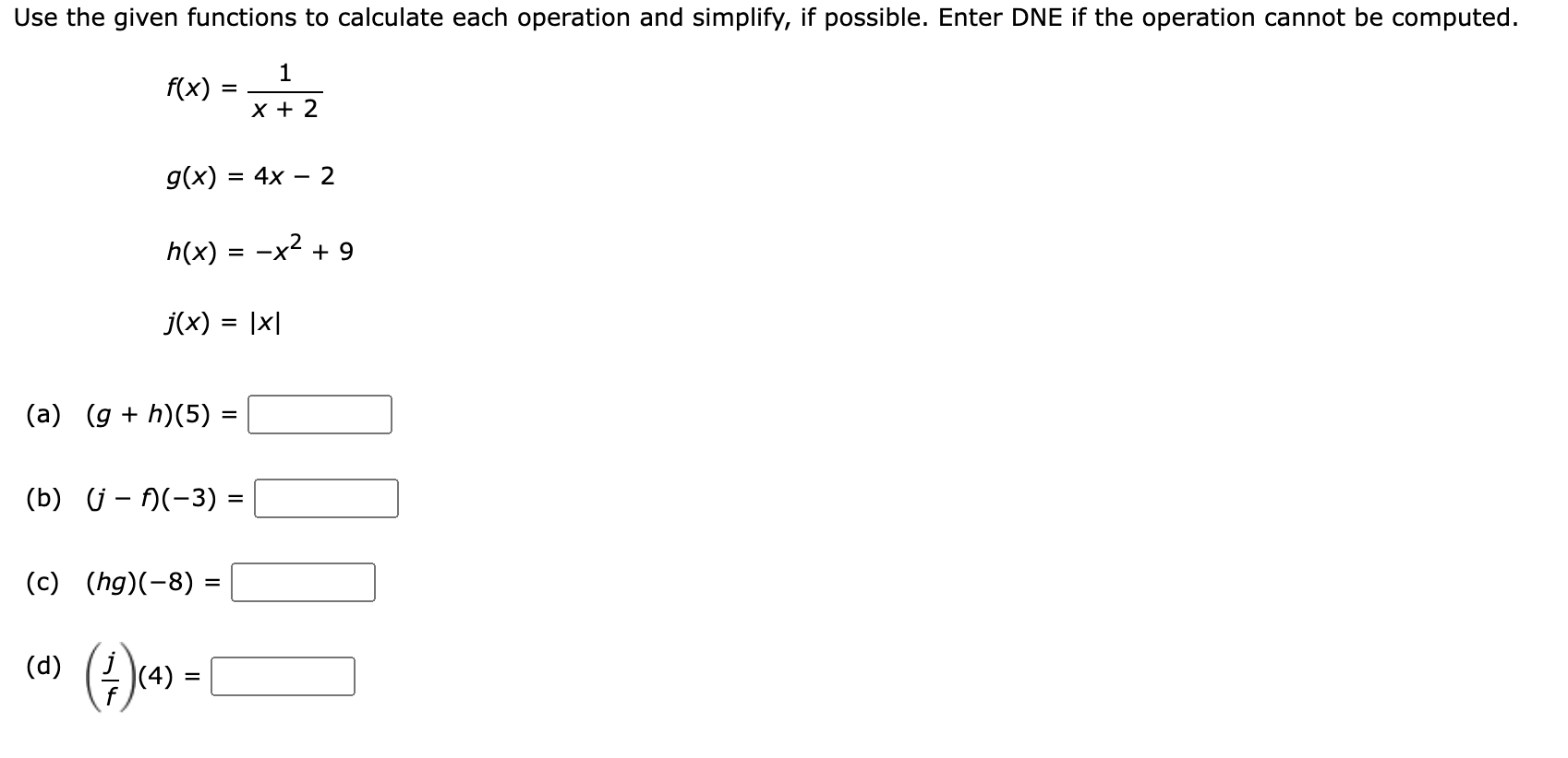 Solved Use the given functions to calculate each operation | Chegg.com