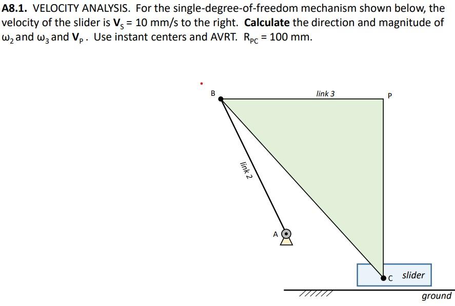 A8.1. VELOCITY ANALYSIS. For the | Chegg.com