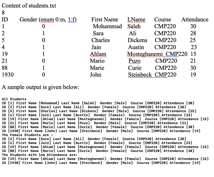 Solved A student has a first name (fname), a last name | Chegg.com