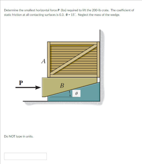 Solved Determine the smallest horizontal force P (lbs) | Chegg.com