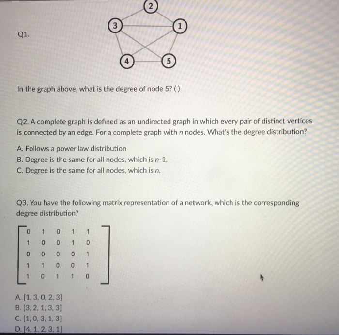 Solved Q1. In the graph above, what is the degree of node 5? | Chegg.com
