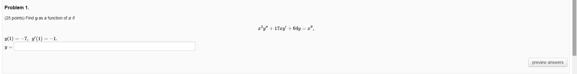 Solved Find yy as a function of xx | Chegg.com