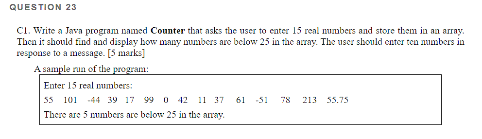 Solved QUESTION 23 C1. Write a Java program named Counter | Chegg.com