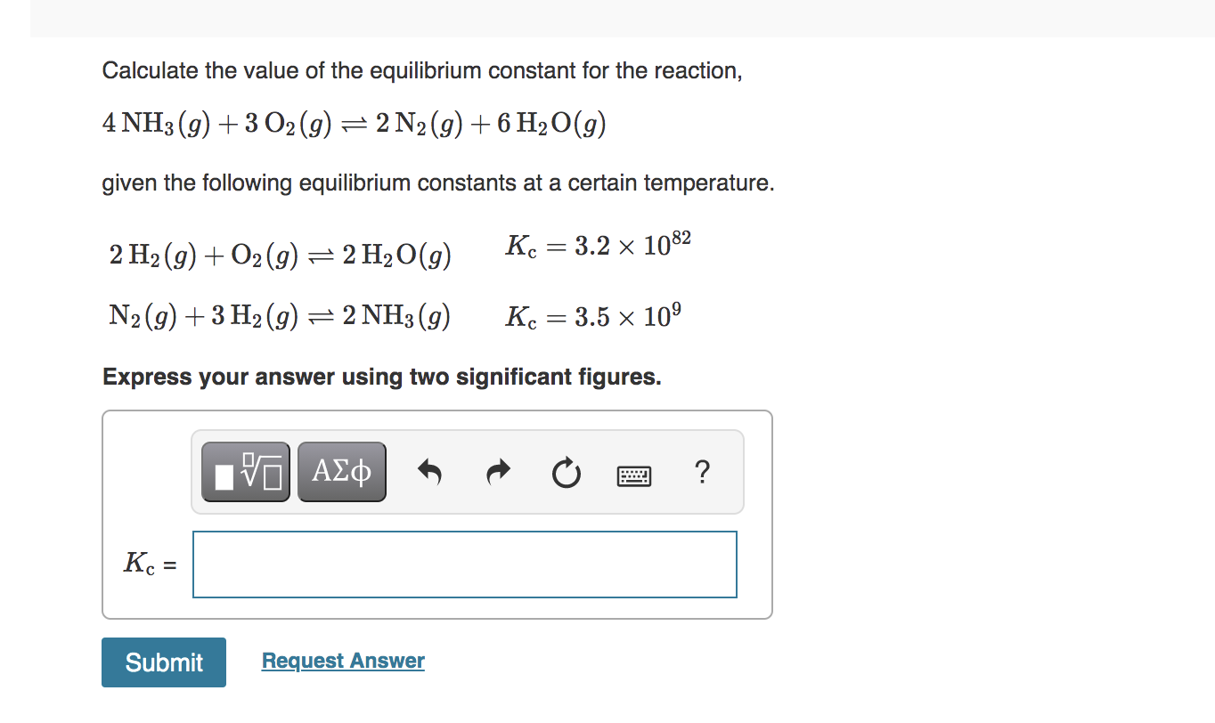 Solved Calculate the value of the equilibrium constant for | Chegg.com