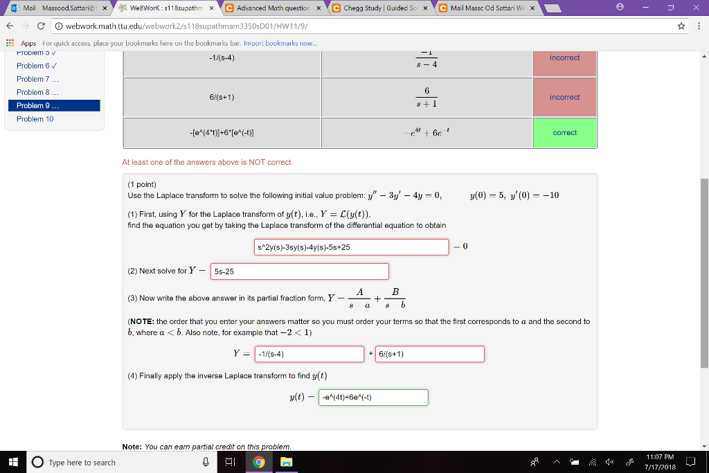 Solved Mail Massc od Sattar 姐WeBWorK sl 18supat n × e | Chegg.com