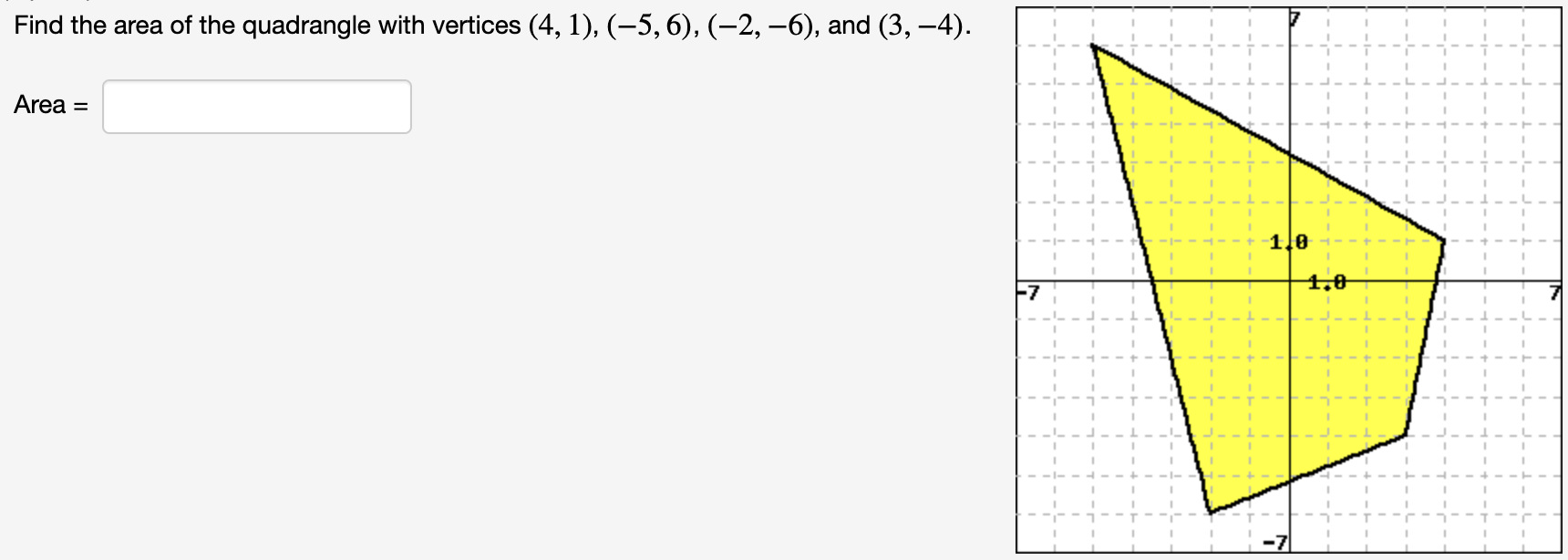 Solved Find the area of the quadrangle with vertices | Chegg.com